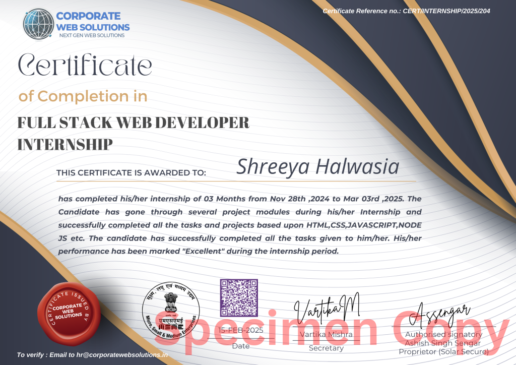 Web Development Internship – Full Stack Training | SkillSecureX