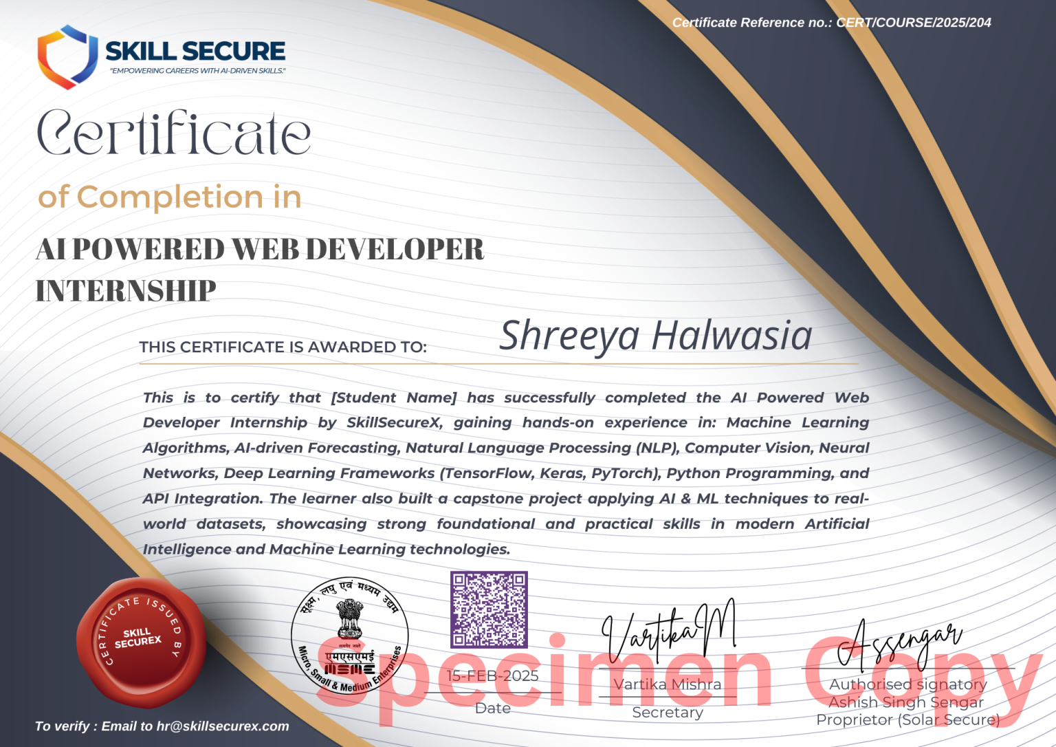 AI Powered Web Developer Internship – Full Stack Training | SkillSecureX